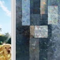 Blue Gray Beige Window Privacy Film Stain Glass,Reusable Decorative ...