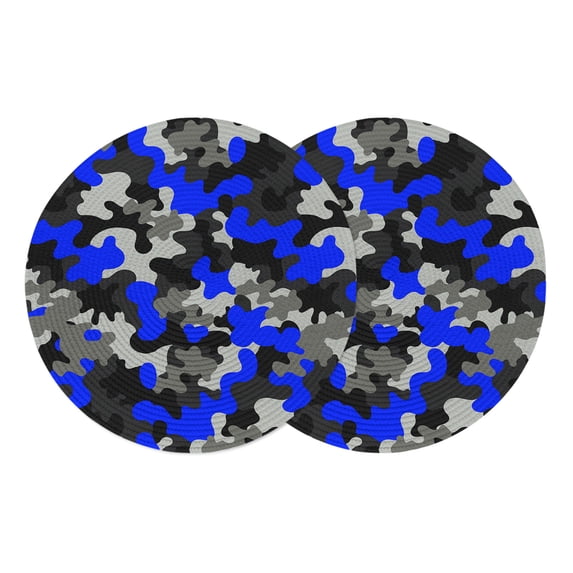 Blue Gray Black Round Placemats Set of 2 Modern Gradient Abstract ...