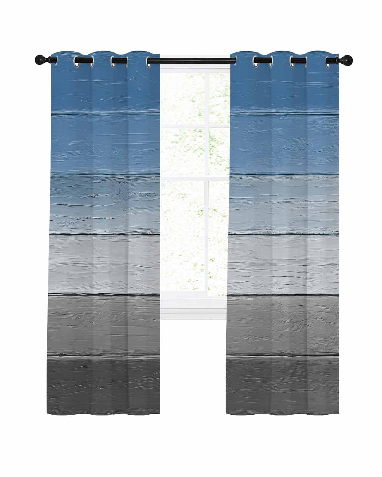Blue Gray Blackout Curtains 54 Inches Long for Bedroom, Vintage ...