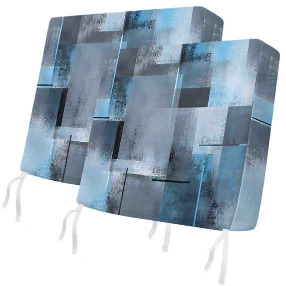 Blue Gray Block 2 Pcs Patio Cushion Covers, Abstract Minimalist Wash ...