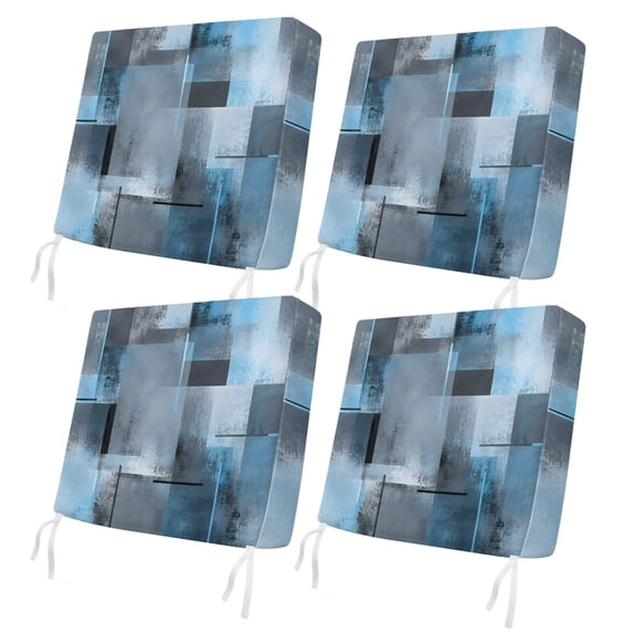 Blue Gray Block 4 Pcs Patio Cushion Covers, Abstract Minimalist Wash ...