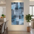 Blue Gray Block Canvas Wall Art for Living Room, Abstract Minimalist ...
