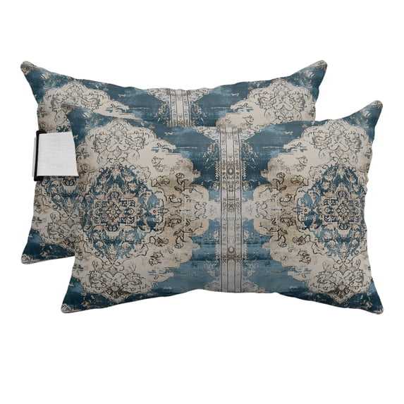 Blue Gray Boho Flower Outdoor Pillows for Chaise Lounge Chair Beach ...