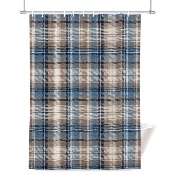 Blue Gray Buffalo Plaid Shower Curtains for Bathroom, Rustic Farmhouse ...