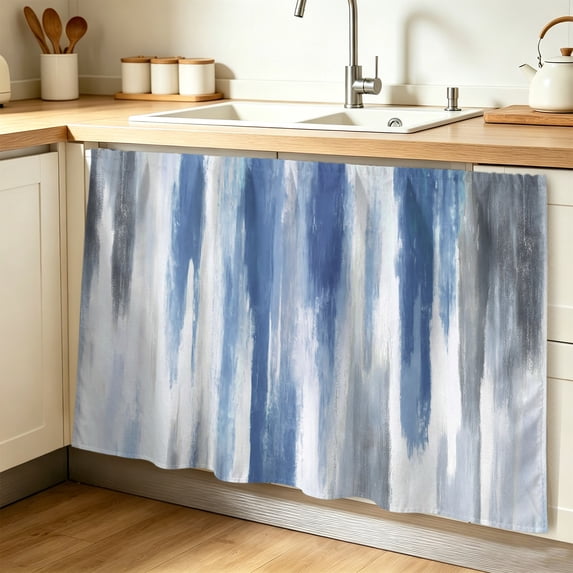 Blue Gray Cabinet Curtain 32"Wx55"L,Dustproof Pantry Door Curtain with ...
