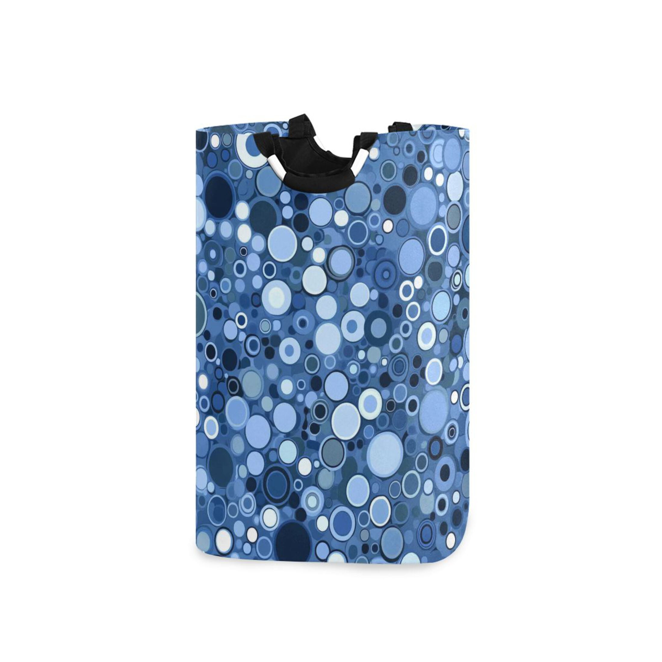 Blue Gray Circle Laundry Basket with Handles 50L Collapsible Laundry ...