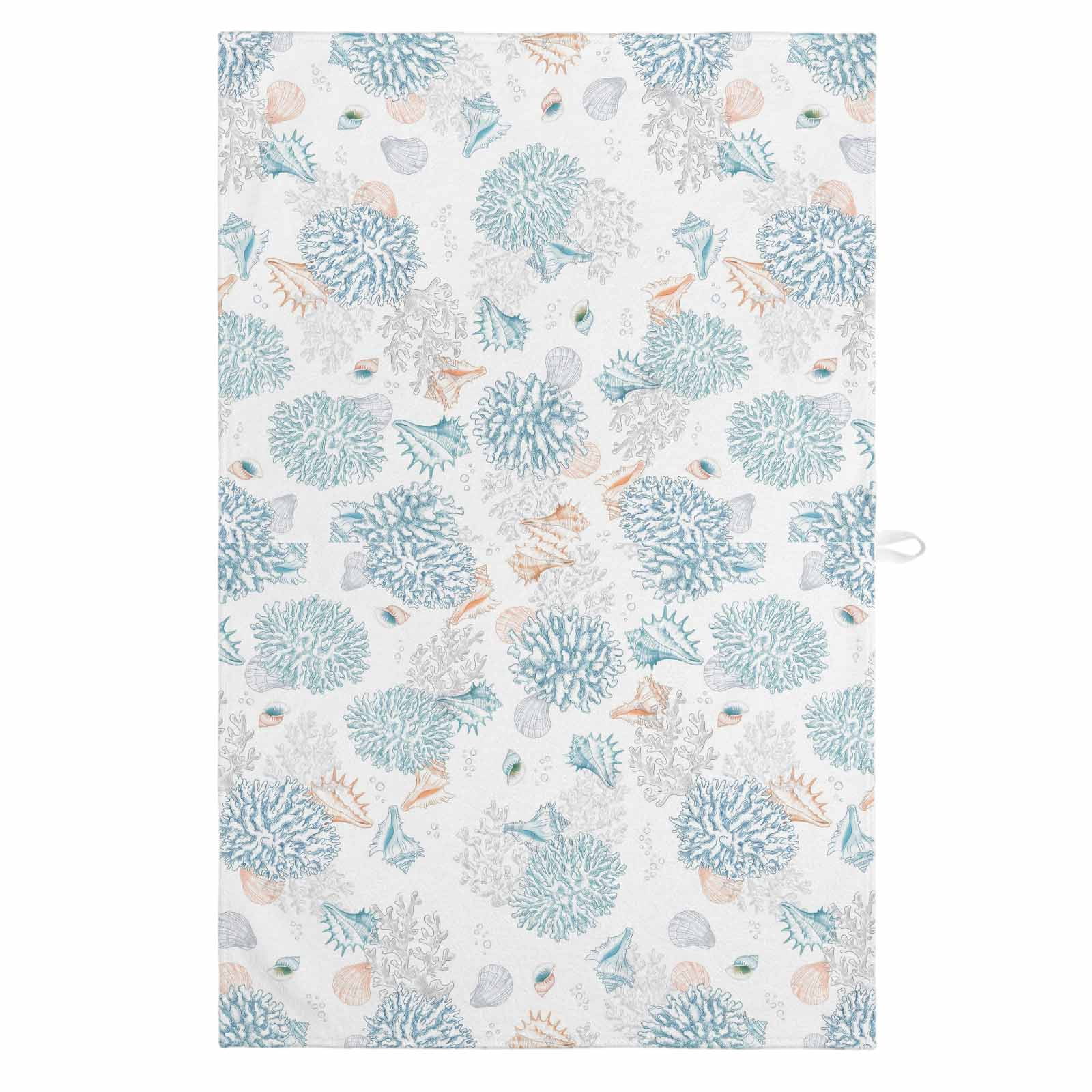 Blue Gray Coastal 1 Pack Kitchen Towel, Water Absorbent Dish Towel ...