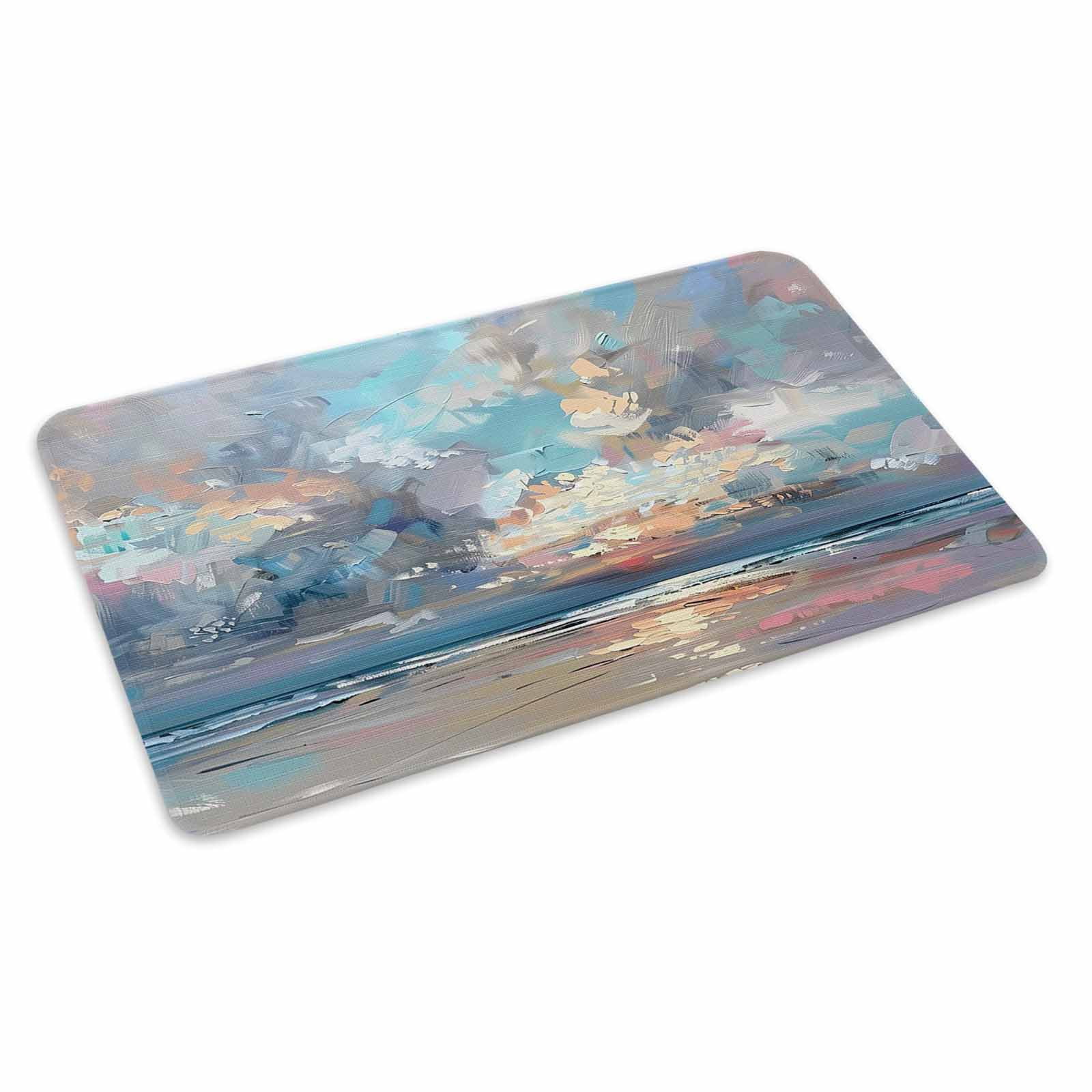 Blue Gray Coastal Doormat Outdoor Entrance 16"x24", Oil Painting Modern ...