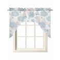 Blue Gray Coastal Kitchen Swag Valances for Windows, Summer Beach Ocean ...