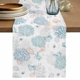 Blue Gray Coastal Table Runner 72 Inches, Summer Beach Ocean Coral ...
