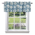 Blue Gray Coastal Valances for Windows, Starfish Shell Ocean Nautical ...