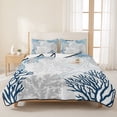 Blue Gray Corals Starfish 3 Pieces Quilt Set,1 Quilt with 2 Shams ...