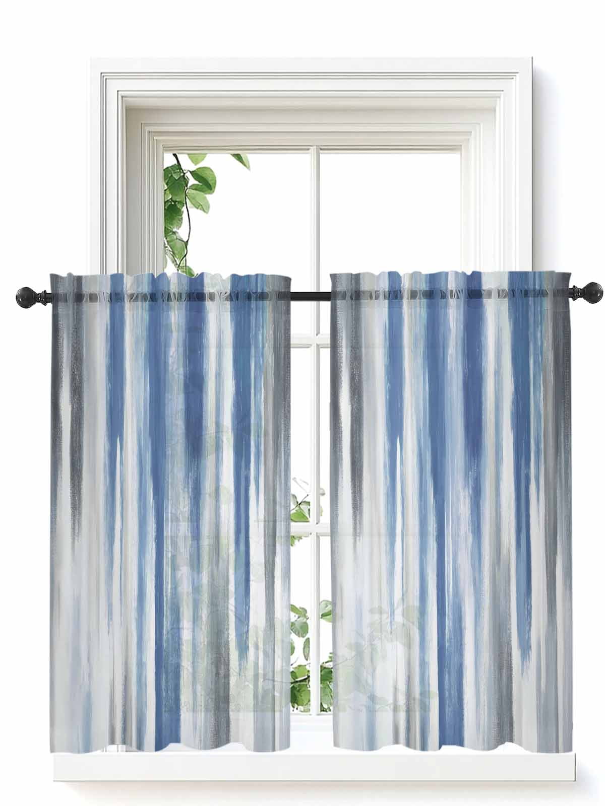 Blue Gray Curtains 54 Inch Length,Sheer Curtains for Bedroom Living ...