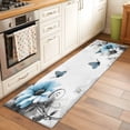 Blue Gray Daisy Butterfly Hallway Washable Runner Rug 2x6 Floral ...