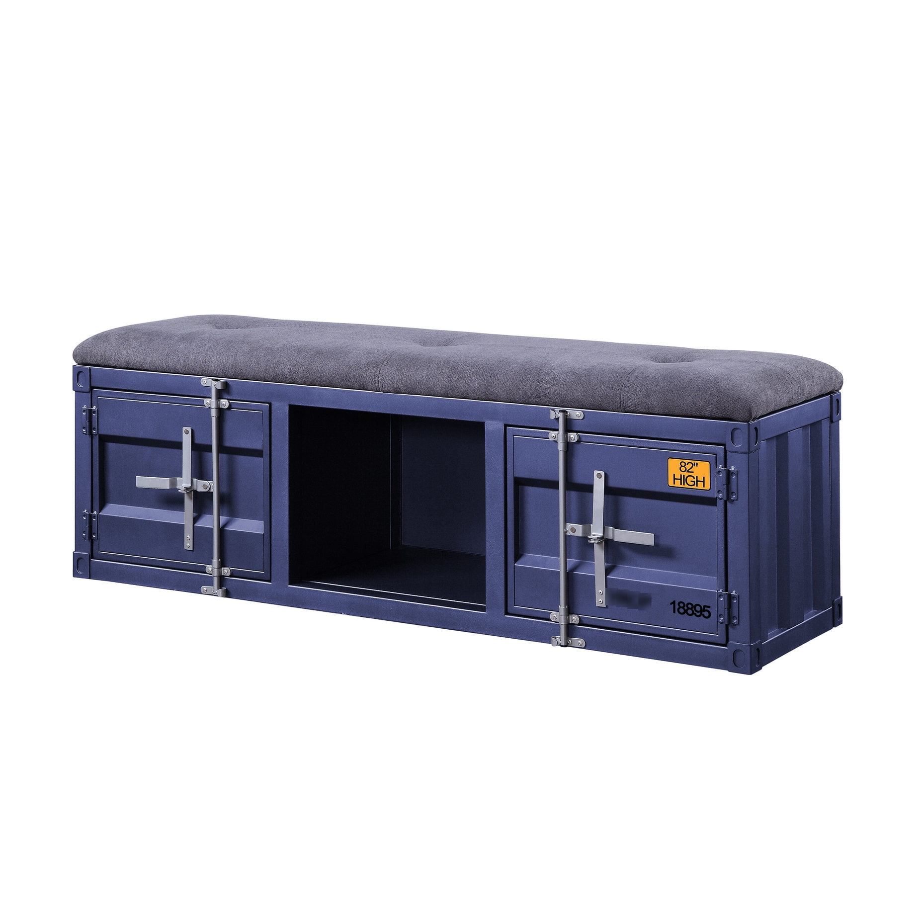Blue & Gray Fabric Storage Bench | Ample Space for Storing in Living ...