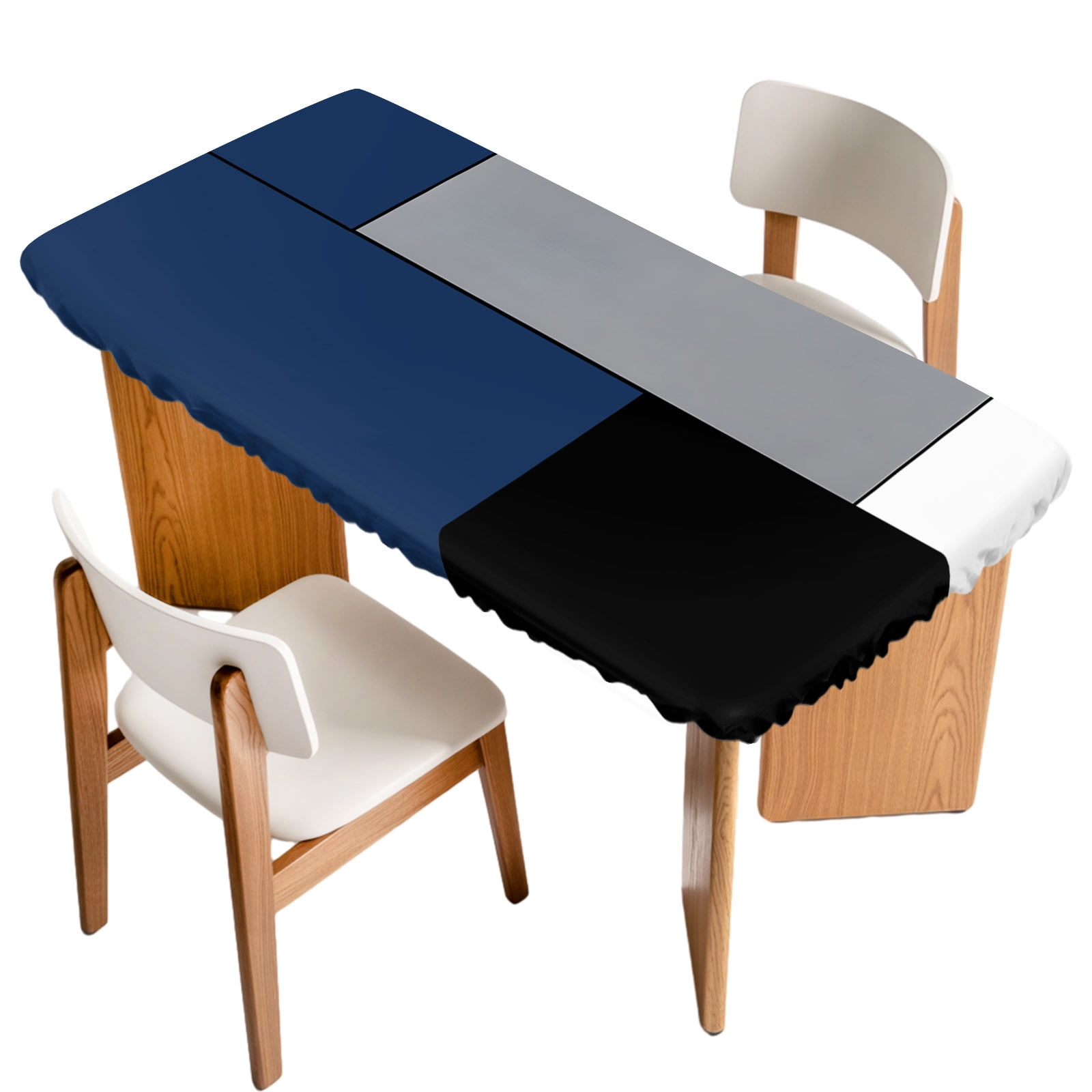 Blue Gray Fitted Rectangle Tablecloth 24" x 36" Abstract Color Block ...