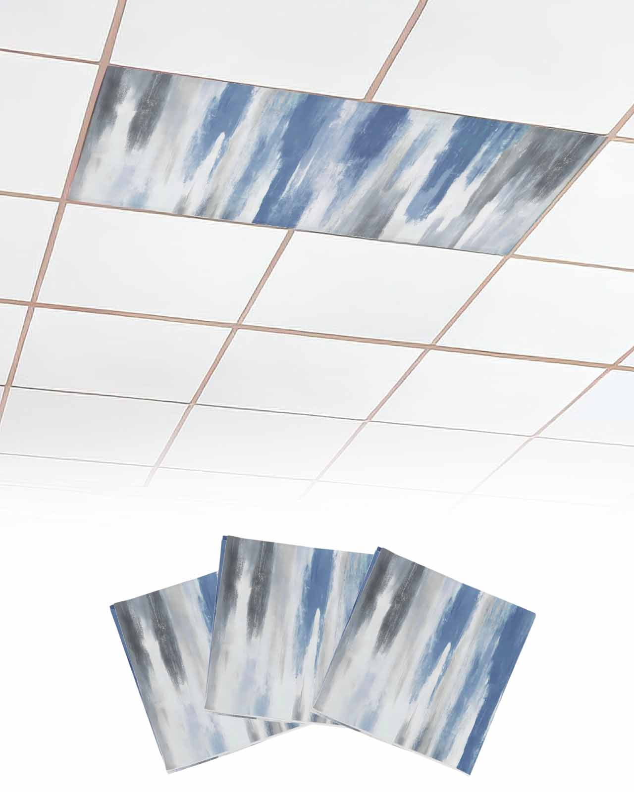Blue Gray Fluorescent Light Covers for Ceiling Lights 4x2 feet,3 Pack ...
