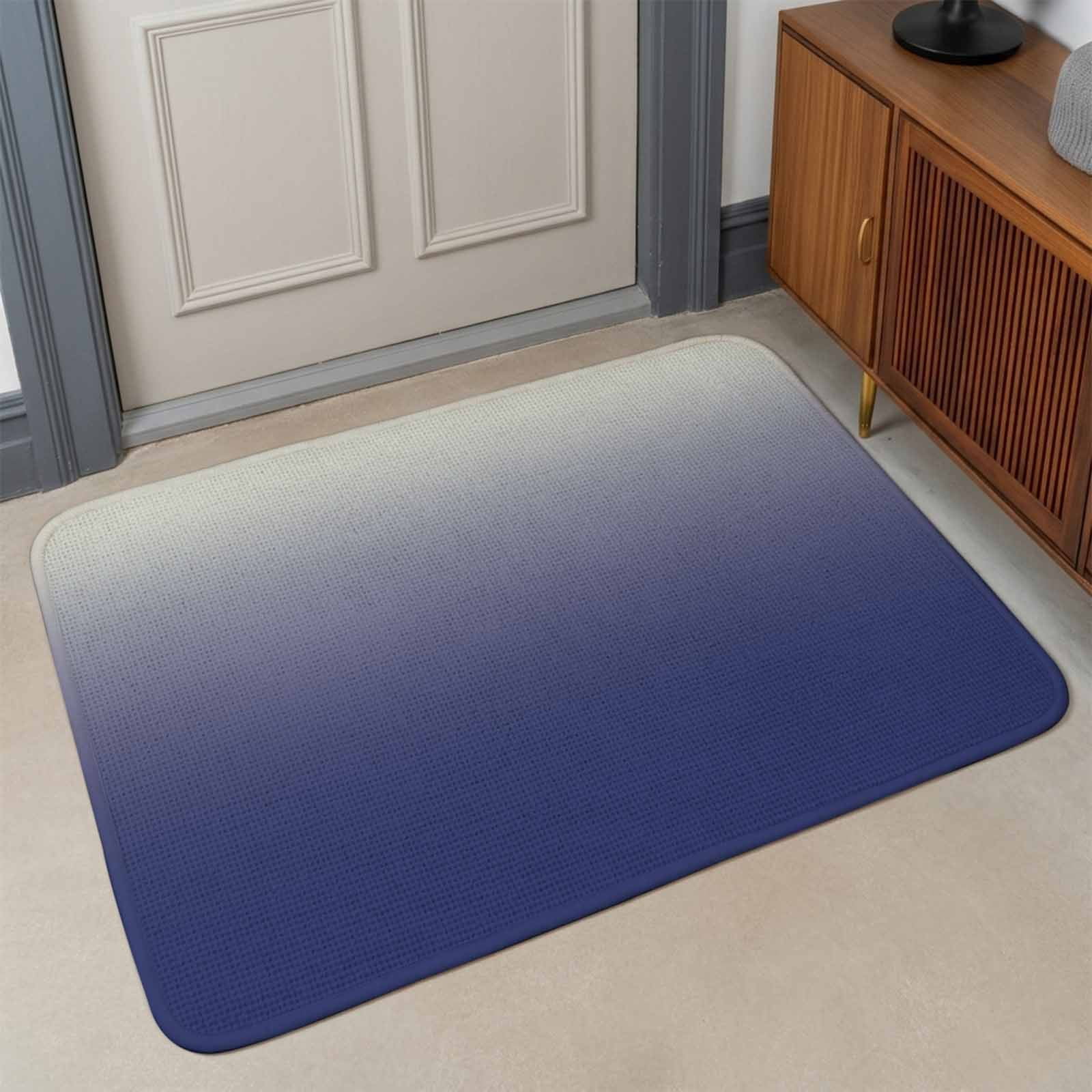 Blue Gray Front Door Mat Indoor Entrance, Gradient Absorbent Dirt ...