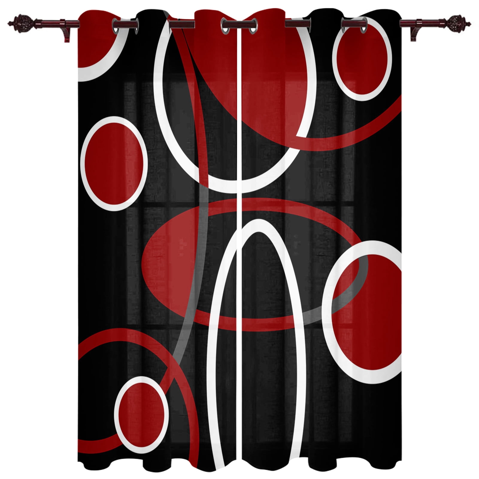 Blue Gray Geometric Lines Abstract Window Curtains for Living Room ...