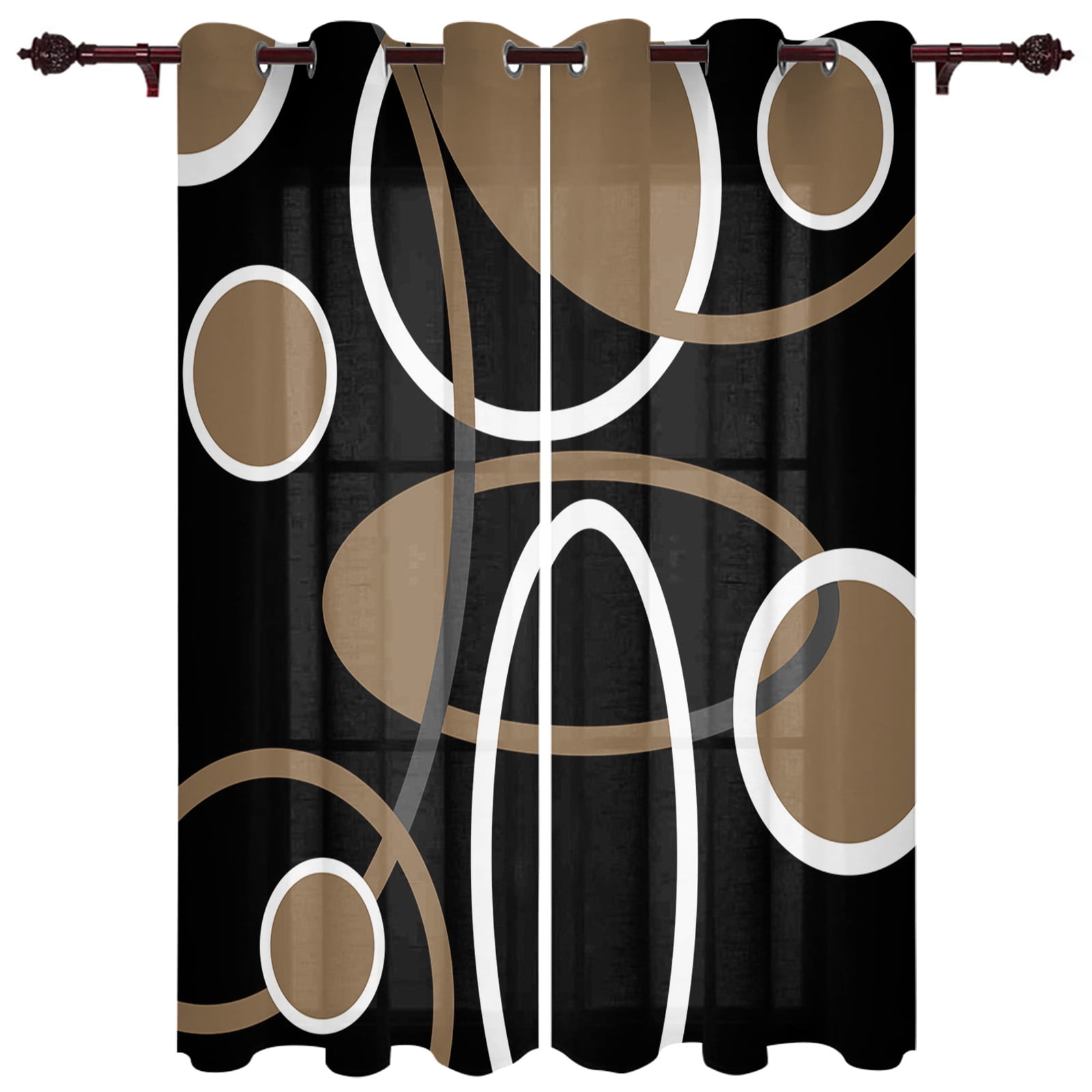 Blue Gray Geometric Lines Abstract Window Curtains for Living Room ...