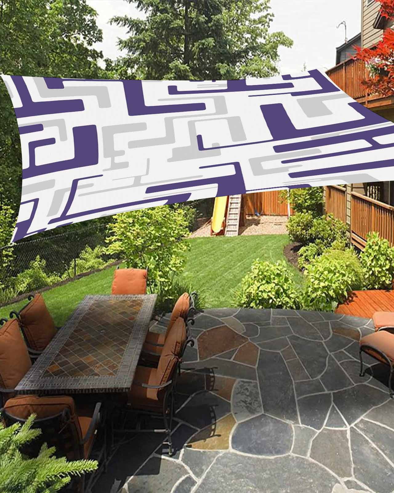 Blue Gray Geometric Stripes Sun Shade Sail 8'X10' Modern Abstract Lines ...