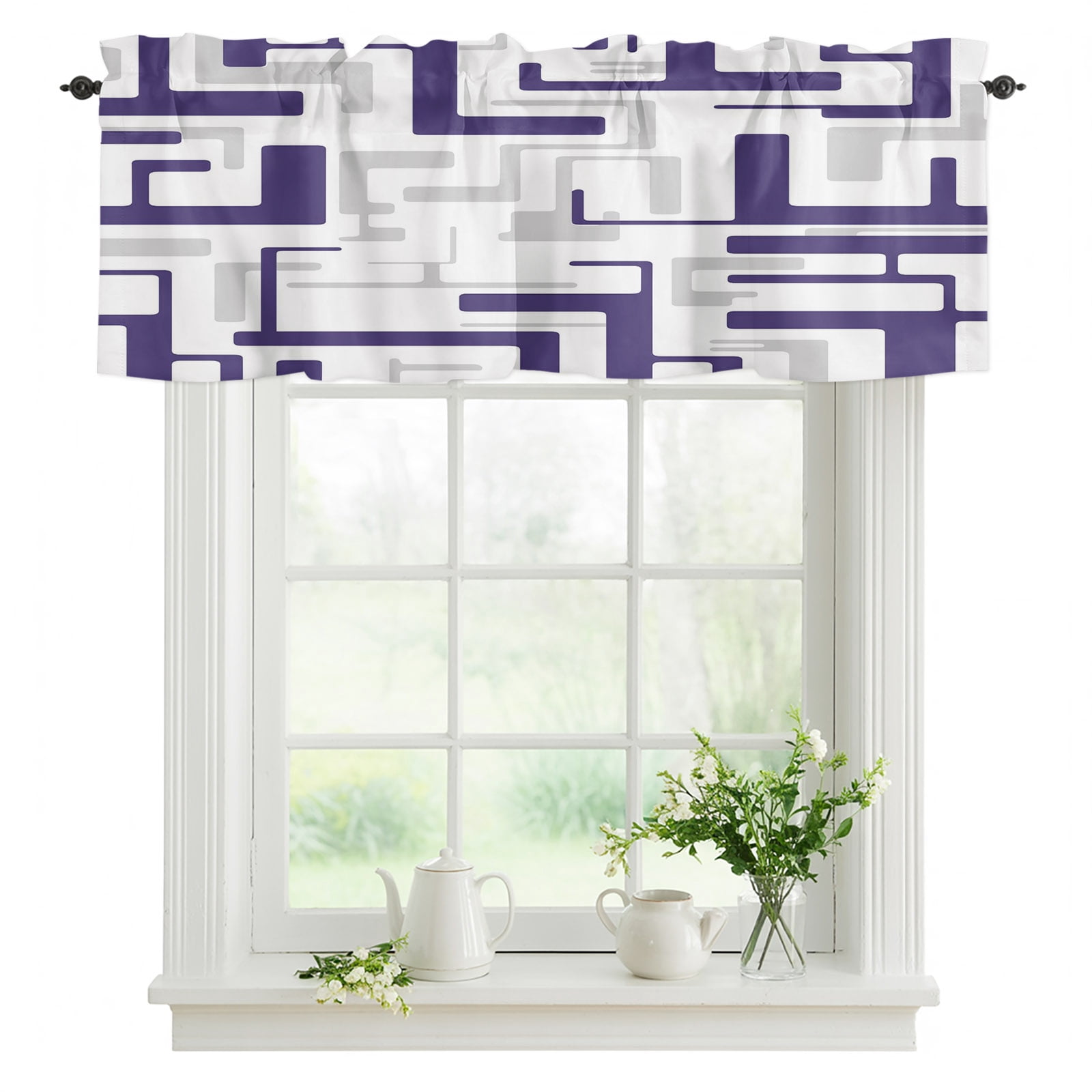 Blue Gray Geometric Stripes Valances for Windows, Modern Abstract Lines ...