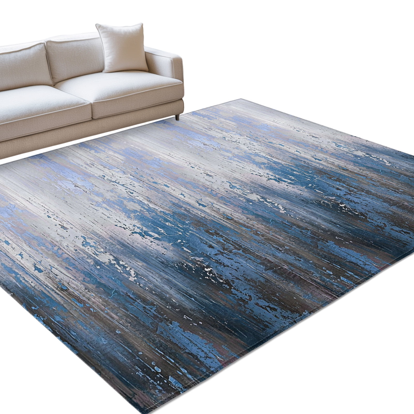 Blue Gray Gradient Area Rugs 5x7ft Modern Abstract Industrial Wall ...
