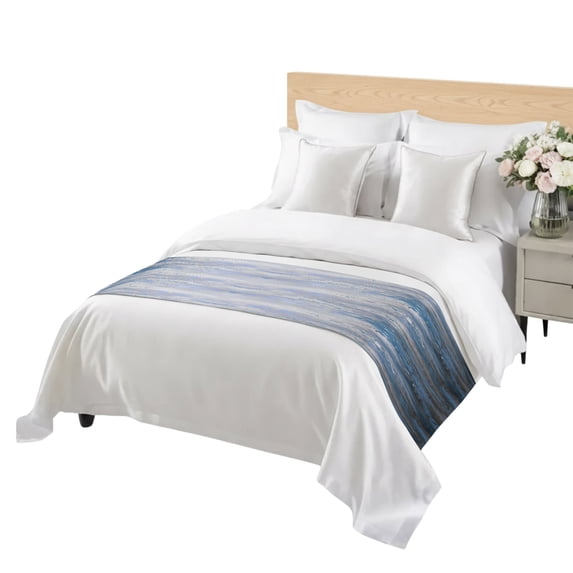 Blue Gray Gradient Bed Runner Queen Size Modern Abstract Industrial ...