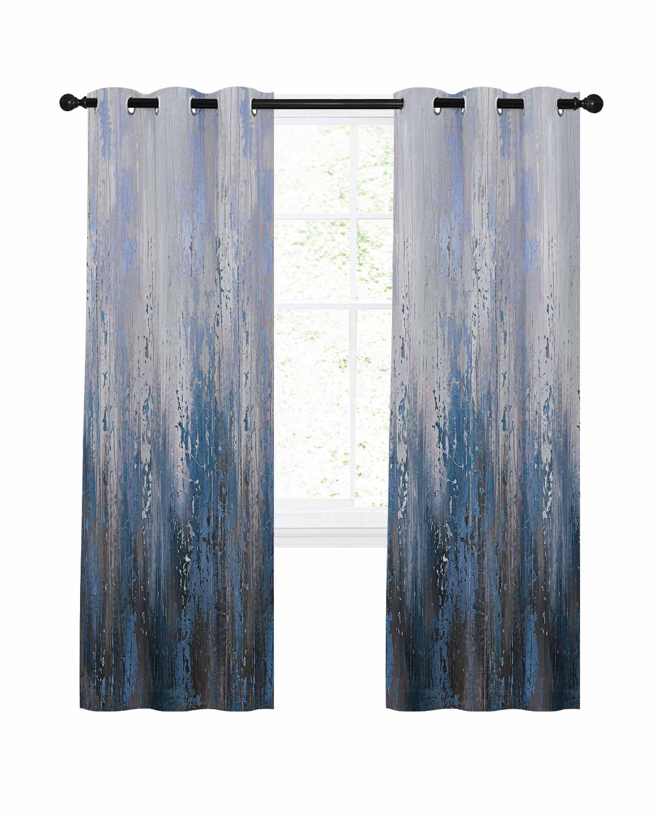 Blue Gray Gradient Blackout Curtains for Bedroom Living Room, Modern ...