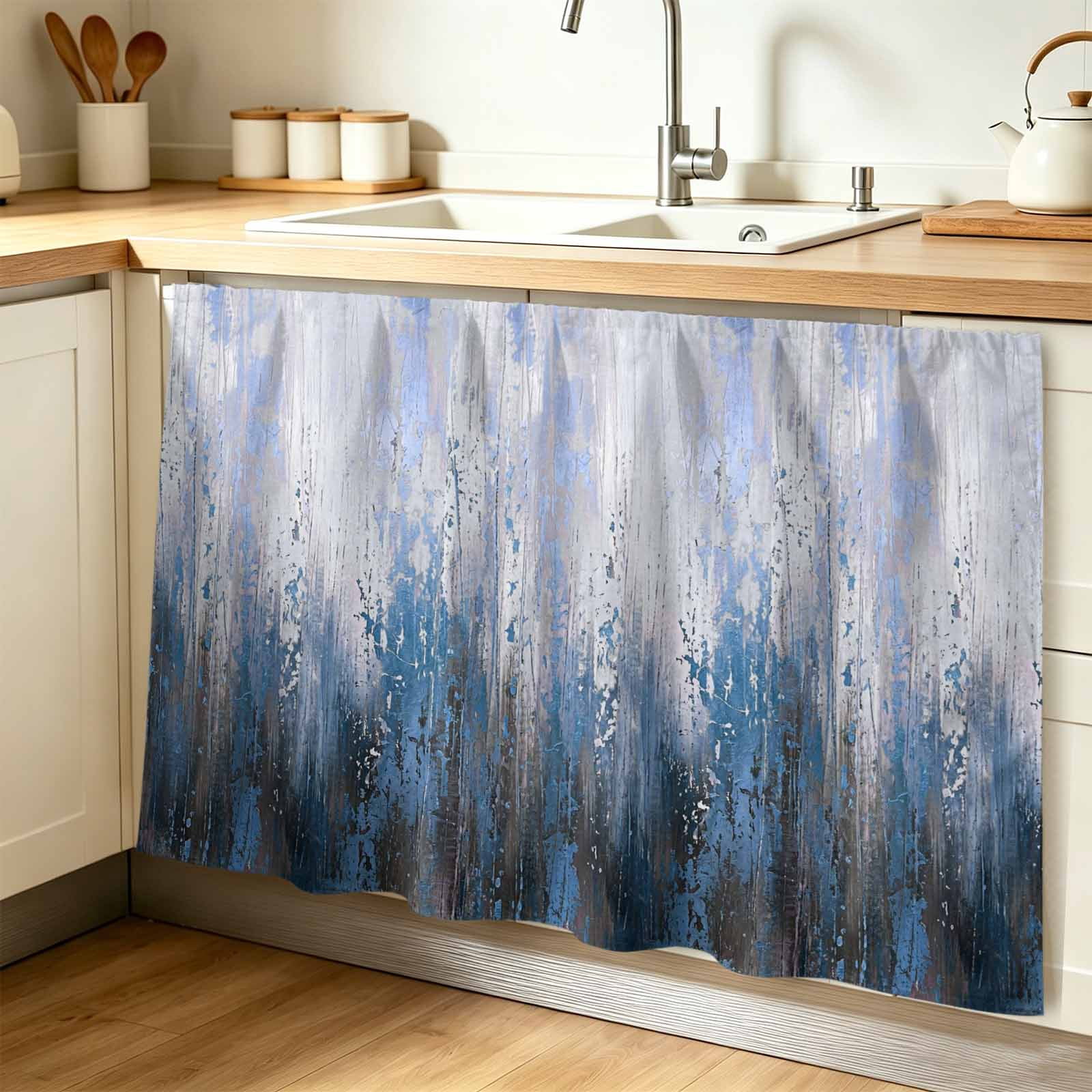 Blue Gray Gradient Cabinet Curtain, Modern Abstract Industrial Wall ...