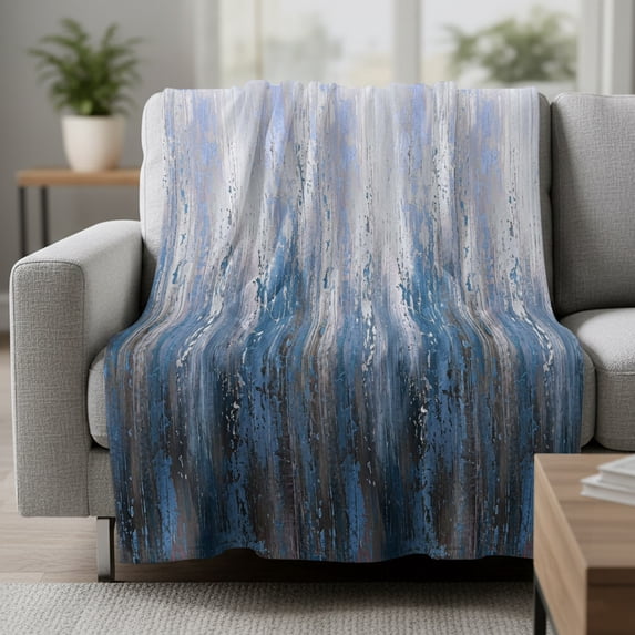Blue Gray Gradient Fleece Throw Blanket Modern Abstract Industrial Wall ...