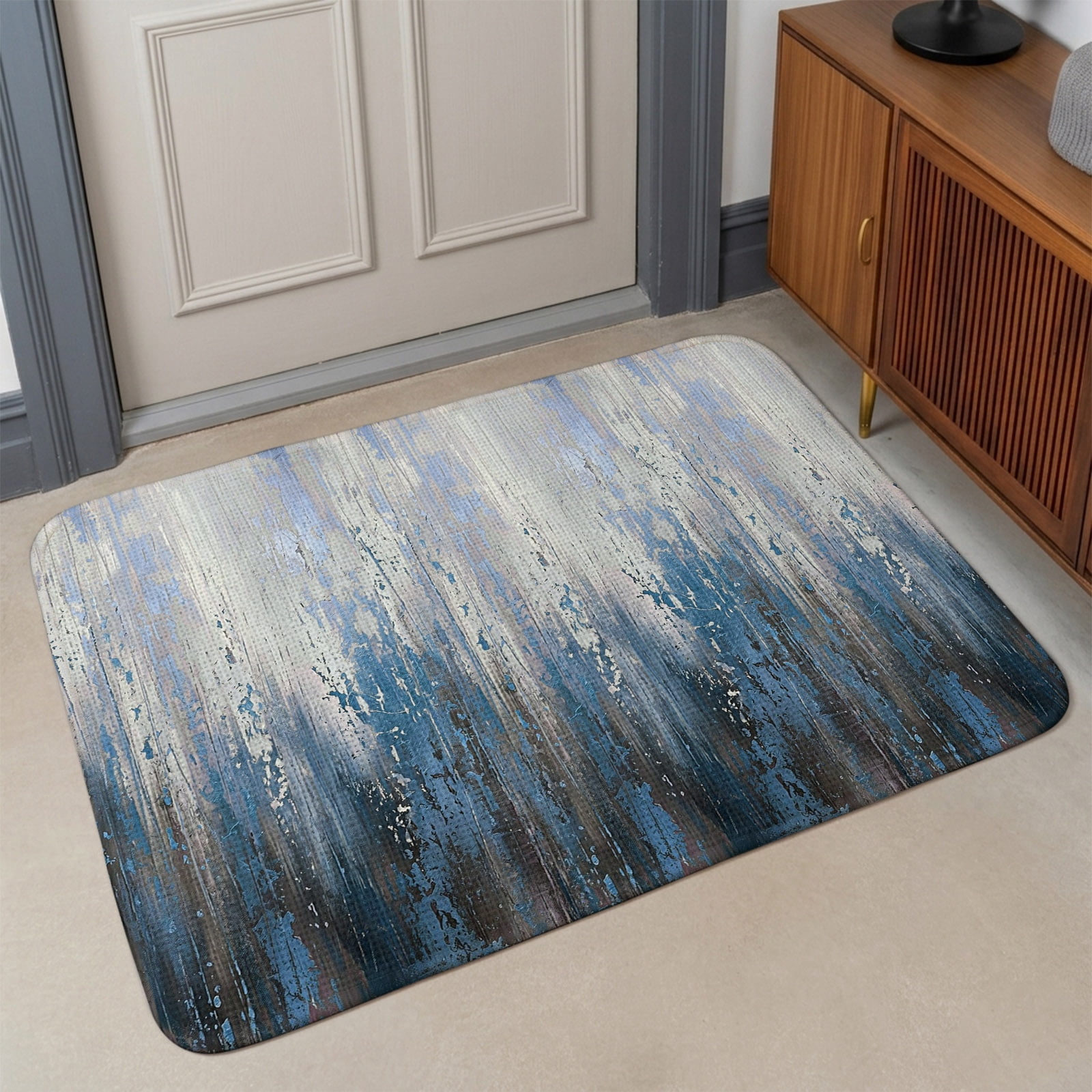 Blue Gray Gradient Front Door Mat Indoor Entrance, Modern Abstract ...