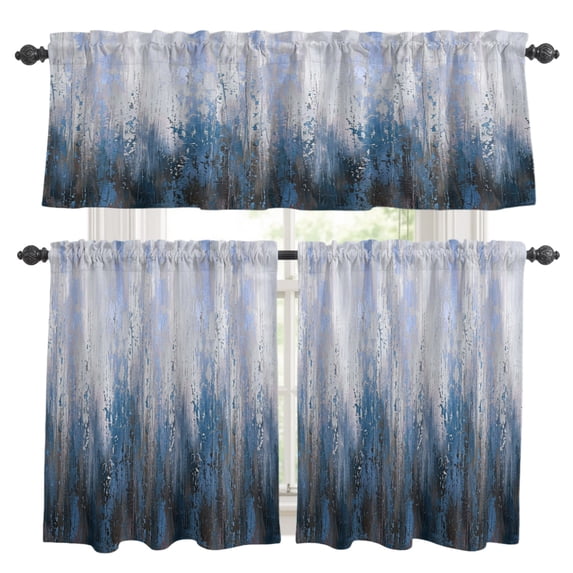 Blue Gray Gradient Kitchen Curtains Valance and Tier Set Modern ...