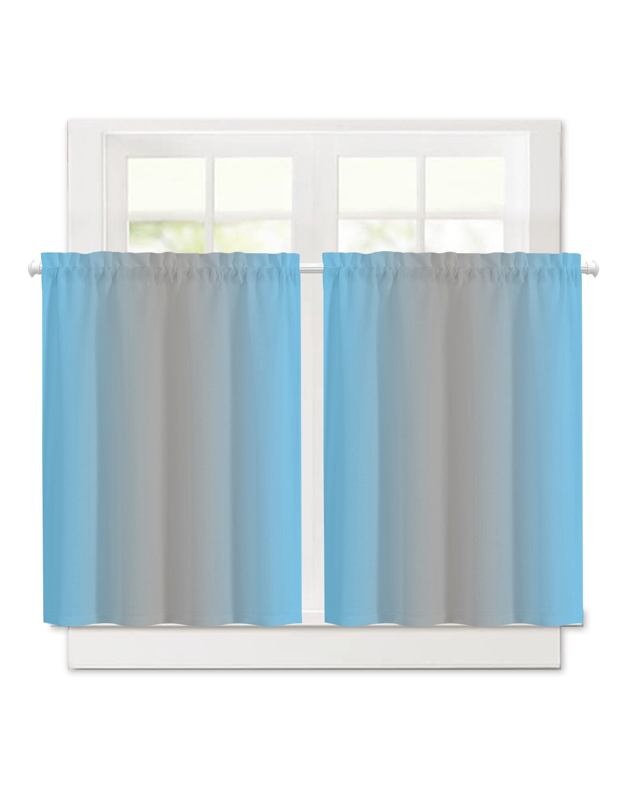 Blue Gray Gradient Texture Short Blackout Curtains 45 Inch Long,Modern ...