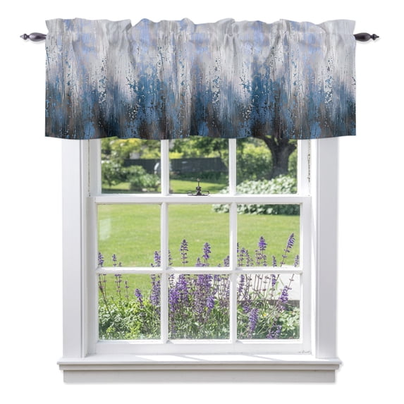 Blue Gray Gradient Window Valance for Kitchen, Modern Abstract ...
