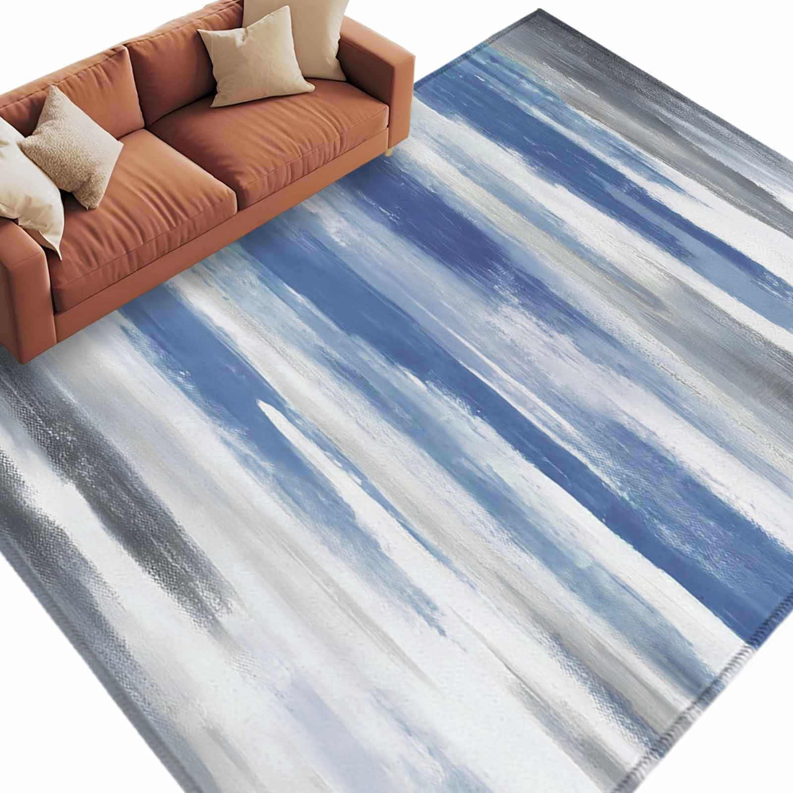 Blue Gray Large Area Rugs for Bedroom Living Room, Soft Non Slip Carpet ...