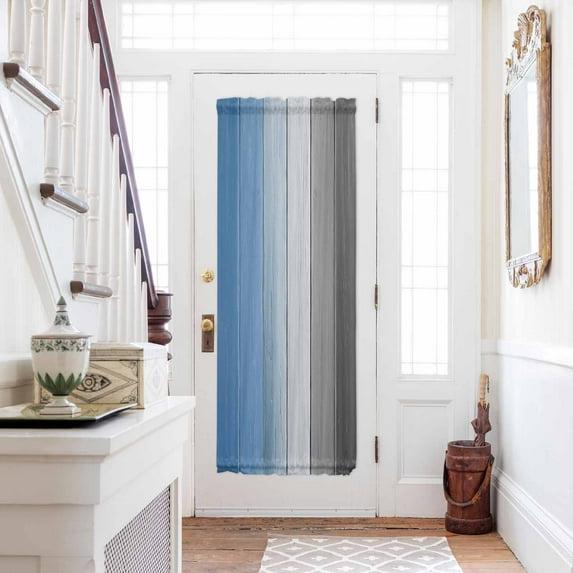 Blue Gray Ombre Door Curtains for Door Window, French Sidelight Front ...