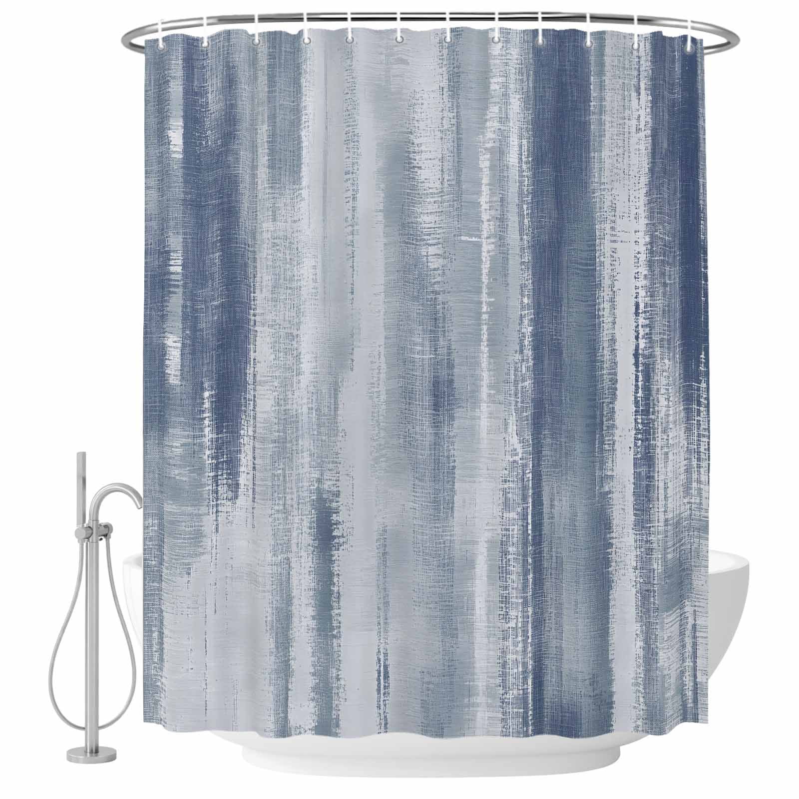 Blue Gray Ombre Shower Curtain Set - Long 72" x 84" Washable Bathtub ...