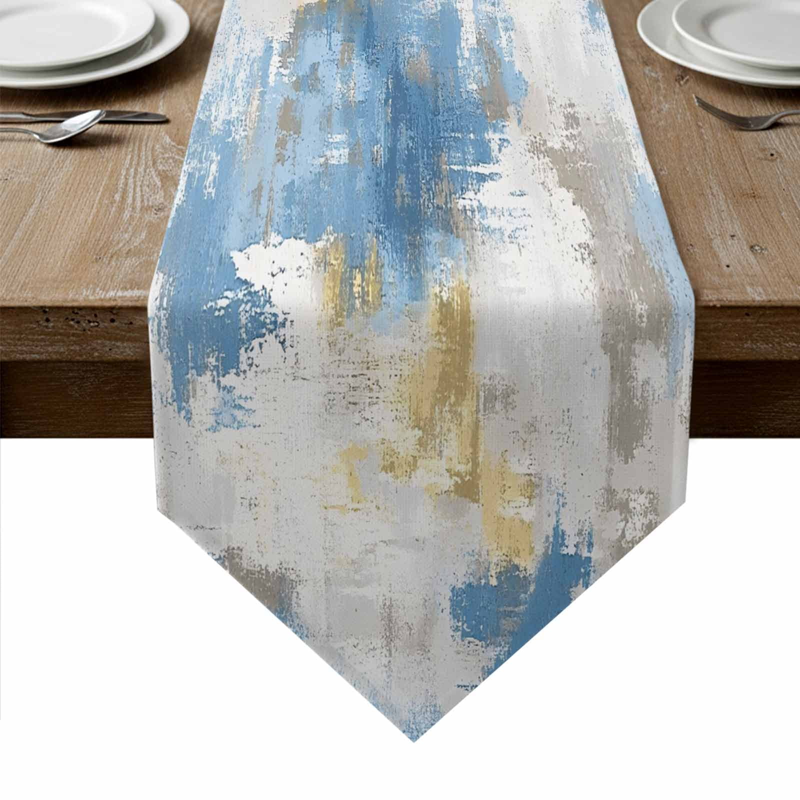 Blue Gray Ombre Table Runner Linen Burlap Table Runner 70 Inches Long ...