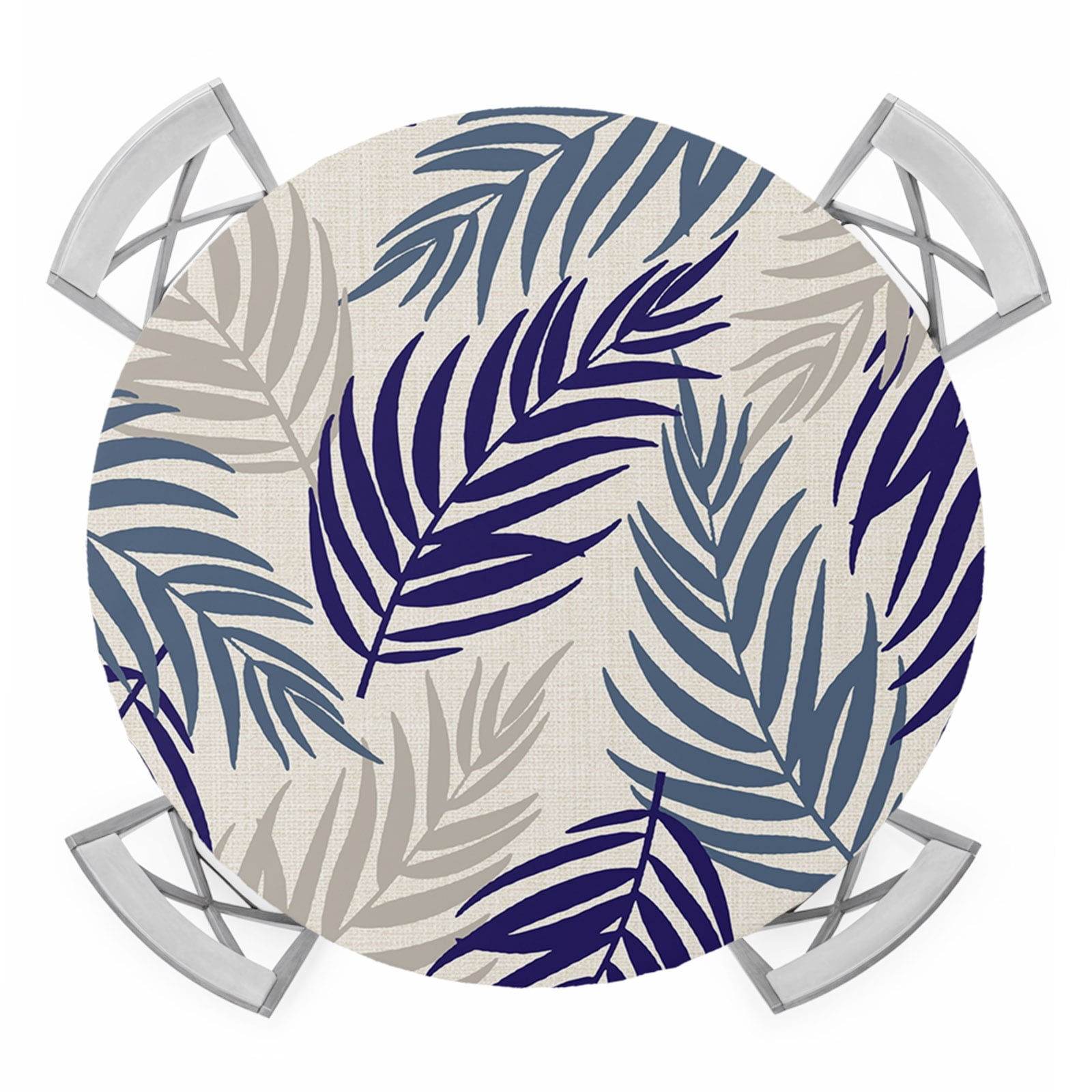 Blue Gray Palm Leaf Round Table Cover, Country Vintage Minimalist ...