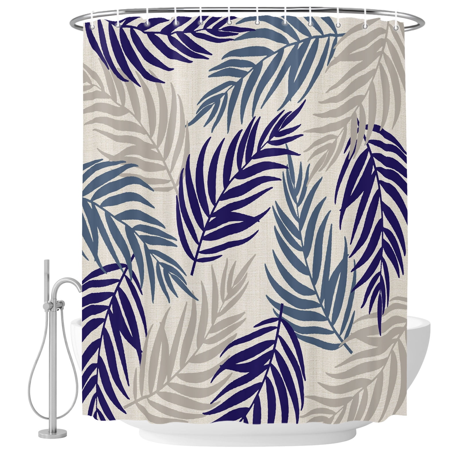 Blue Gray Palm Leaf Shower Curtain for Bathroom, Country Vintage ...