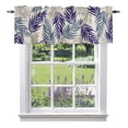 Blue Gray Palm Leaf Valances for Windows Country Vintage Minimalist ...