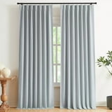 Blue Gray Pinch Pleated Full Blackout Curtains Linen Blended Room ...