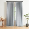 Blue Gray Pinch Pleated Full Blackout Curtalinen Blended Room Darkening ...