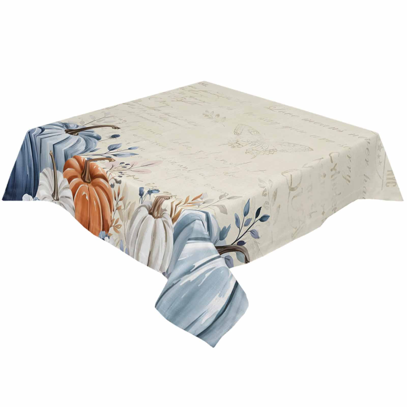Blue Gray Pumpkin Fall Square Tablecloth Waterproof & Stainproof ...
