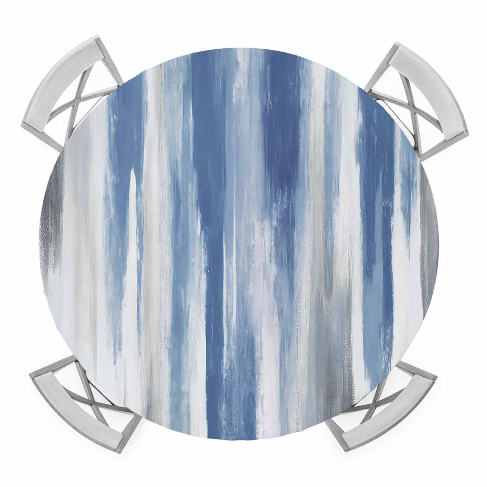 Blue Gray Round Tablecloth for 55-60 Inch Tables,Fitted Table Cover ...