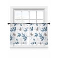 Blue Gray Sheer Curtains 54 inches Long, Eucalyptus Leaves White ...