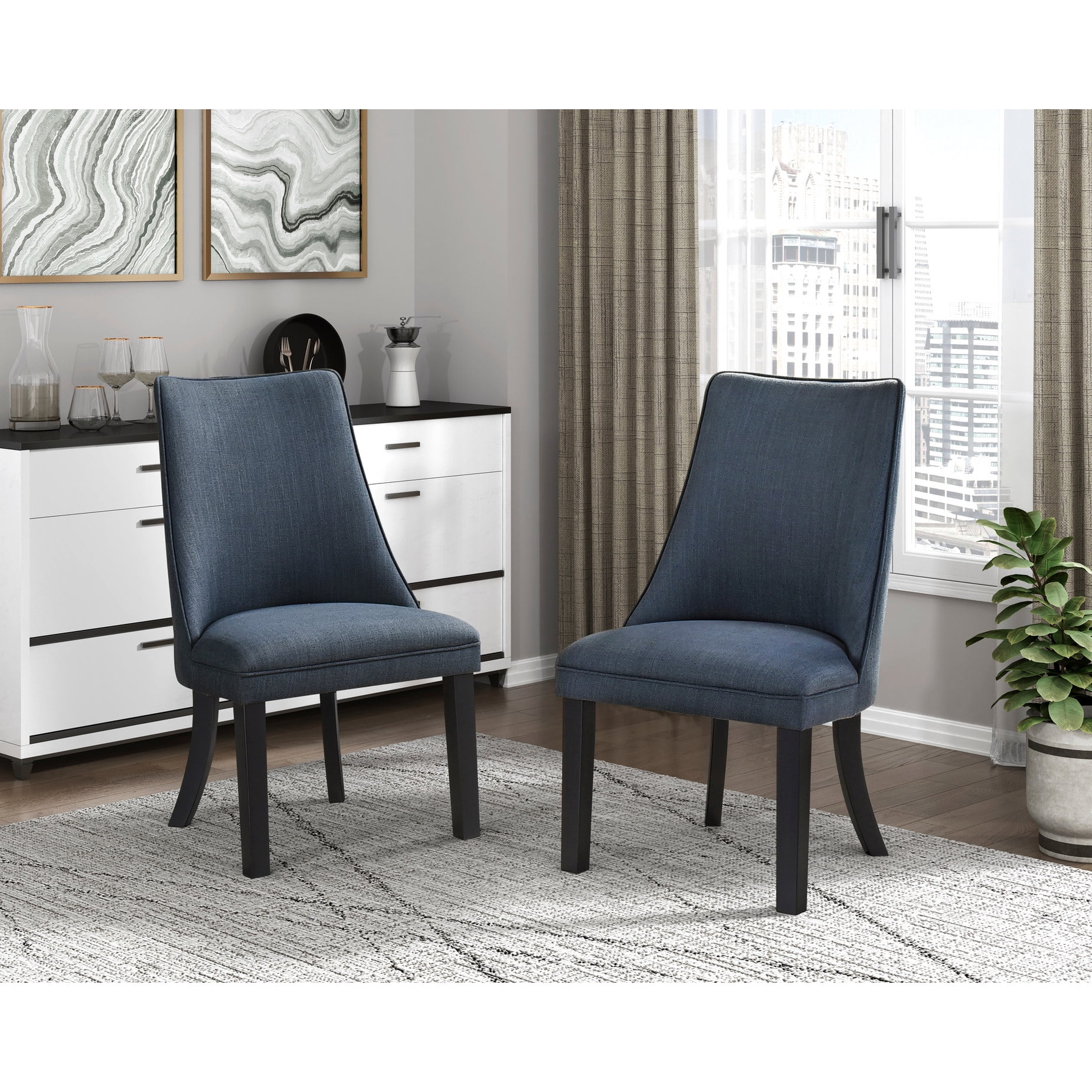 Blue Gray Side Chairs | For Dining Room Use | Textured Polyester ...