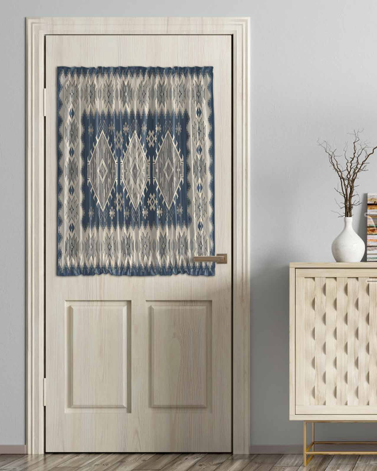 Blue Gray Southwest Blackout Door Curtains for French, Glass,Front ...