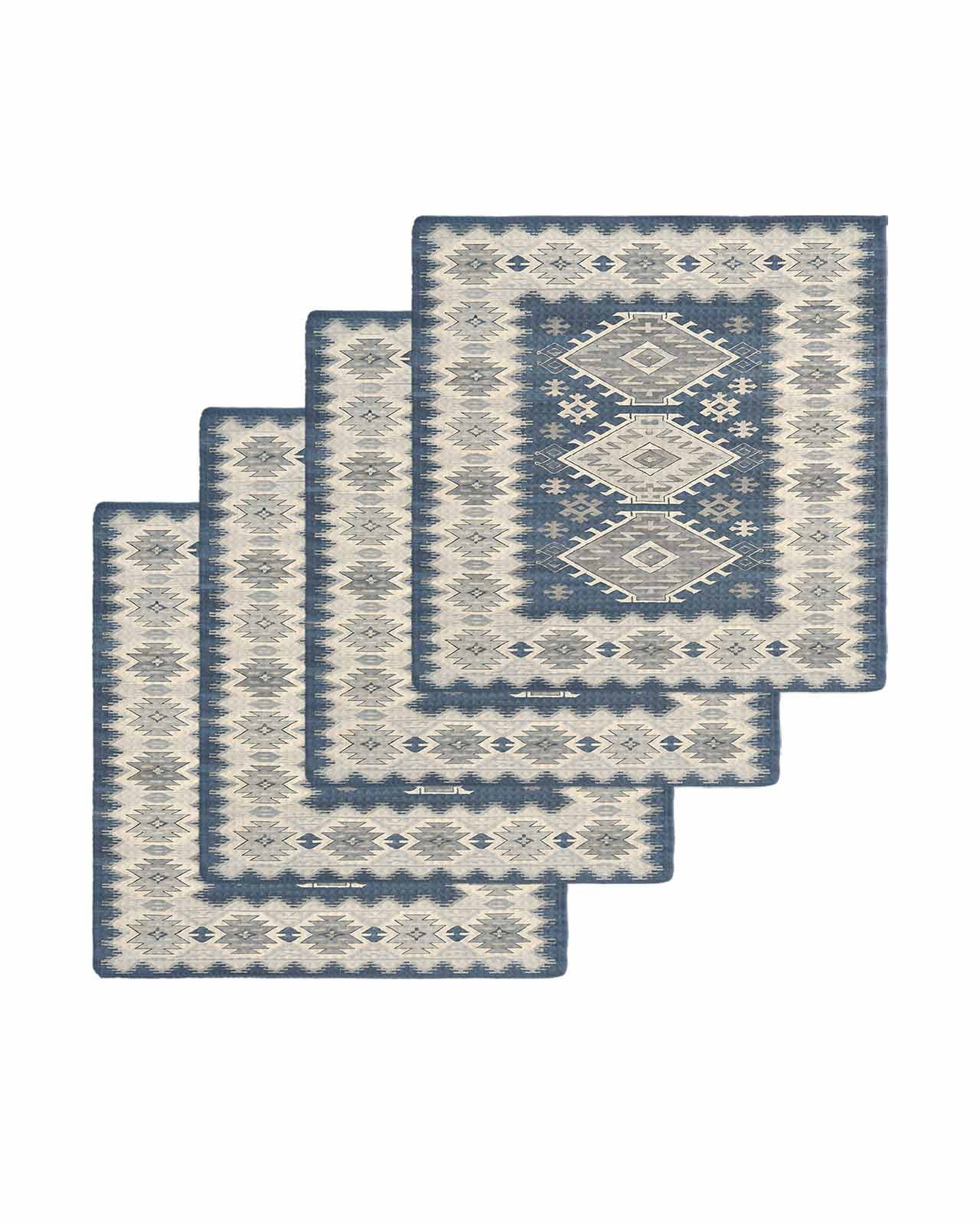 Blue Gray Southwest Kitchen Dish Towels for Drying Dishes Set of 4, Modern Geometric Ethnic ...